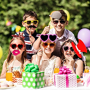 60 Pieces Photo Booth Props DIY Kit Graduation Funny Selfie Props Accessories for Wedding Prom Photo Booth Party Supplies Favors with Mustache on a Stick, Hats, Glasses, Mouth, Bowler, Bowties