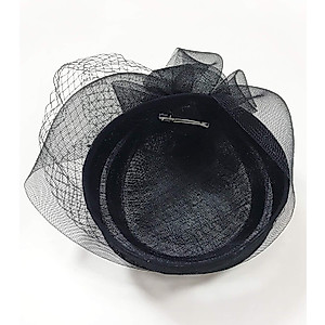 Z&X Sinamay Fascinator Pillbox Hats for Women Wedding Tea Party Mesh Flower Church Hat with Clip Black