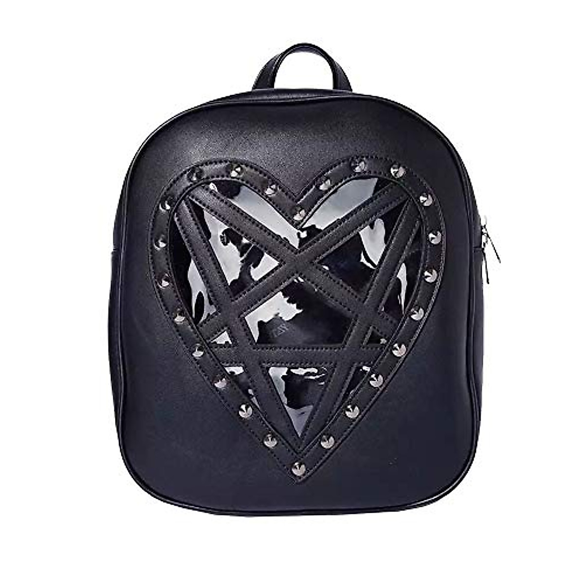 Nite closet Gothic Backpack Purse for Women Studded Ita Bag Star Transparent Front
