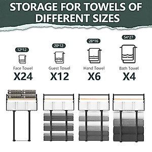 Towel Racks for Bathroom, Metal Towel Holder with Storage Basket,Wall Towel Rack for Rolled Towels, Towel Storage for Small Bathroom,Bathroom Shelves.