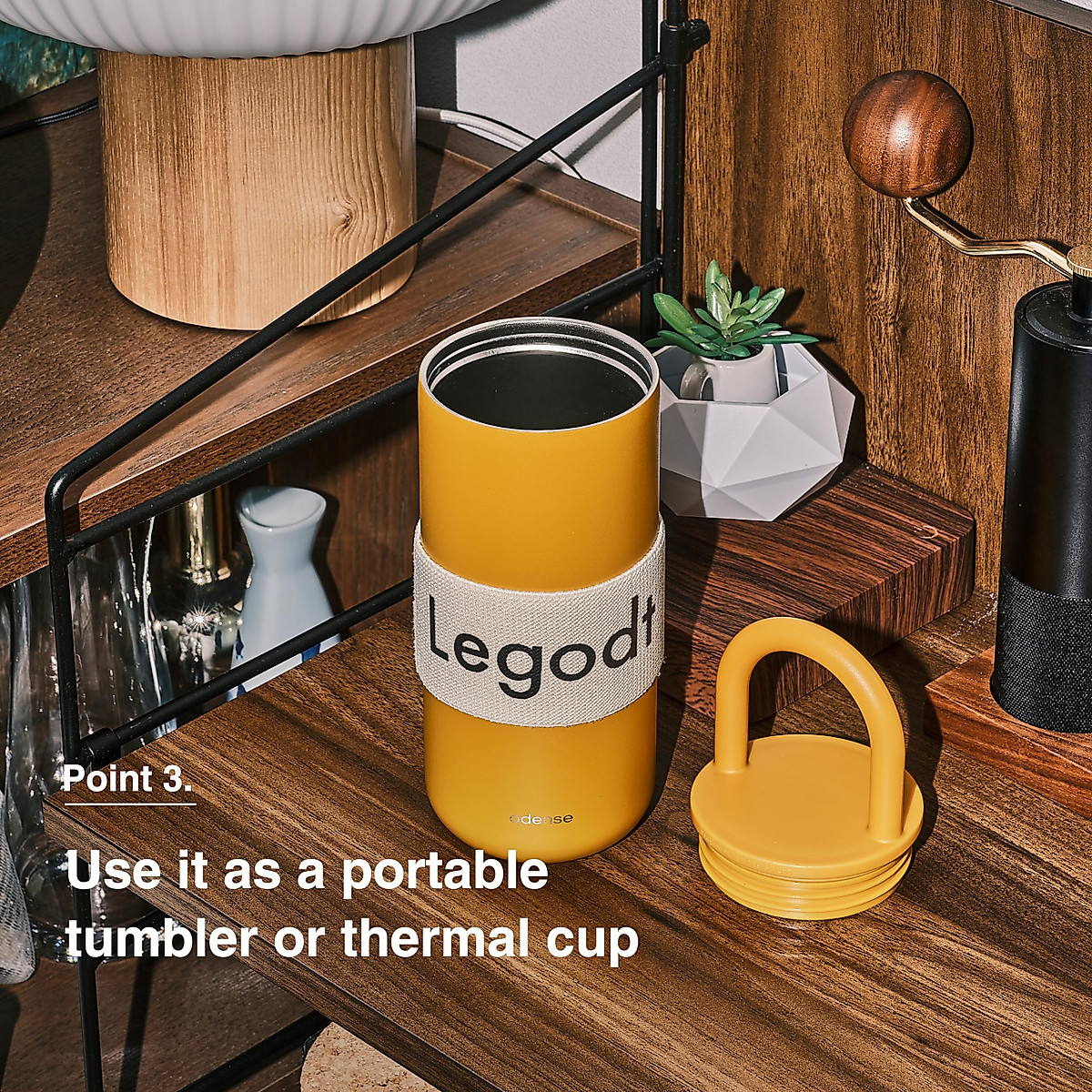 Odense Legodt Loop Tumbler 20oz with Lid and Handle - Insulated Tumbler with Leak-Resistant Lid - Double Stainless Steel Travel Coffee Mug, Water Bottle, Keeps Drinks Hot or Cold(Vanilla Cream)