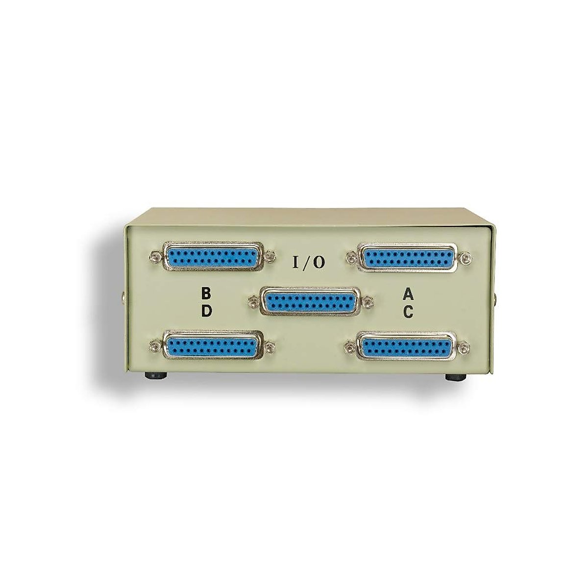 KENTEK DB25 4 Way Manual Data Switch Box RS-232 Parallel Serial D-Sub 25 Pin Female I/O ABCD Port for PC MAC to Peripherals Devices Printer Modem