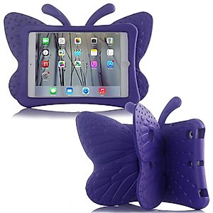 Simicoo iPad 9 8 7 10.2 iPad Air3 iPad Pro 10.5 EVA Butterfly Case for ipad 9 10.2 Kids case with Stand Light Shockproof Rugged Heavy Duty Kids Friendly Case for iPad 10.2 9th 8th 7th (Purple)