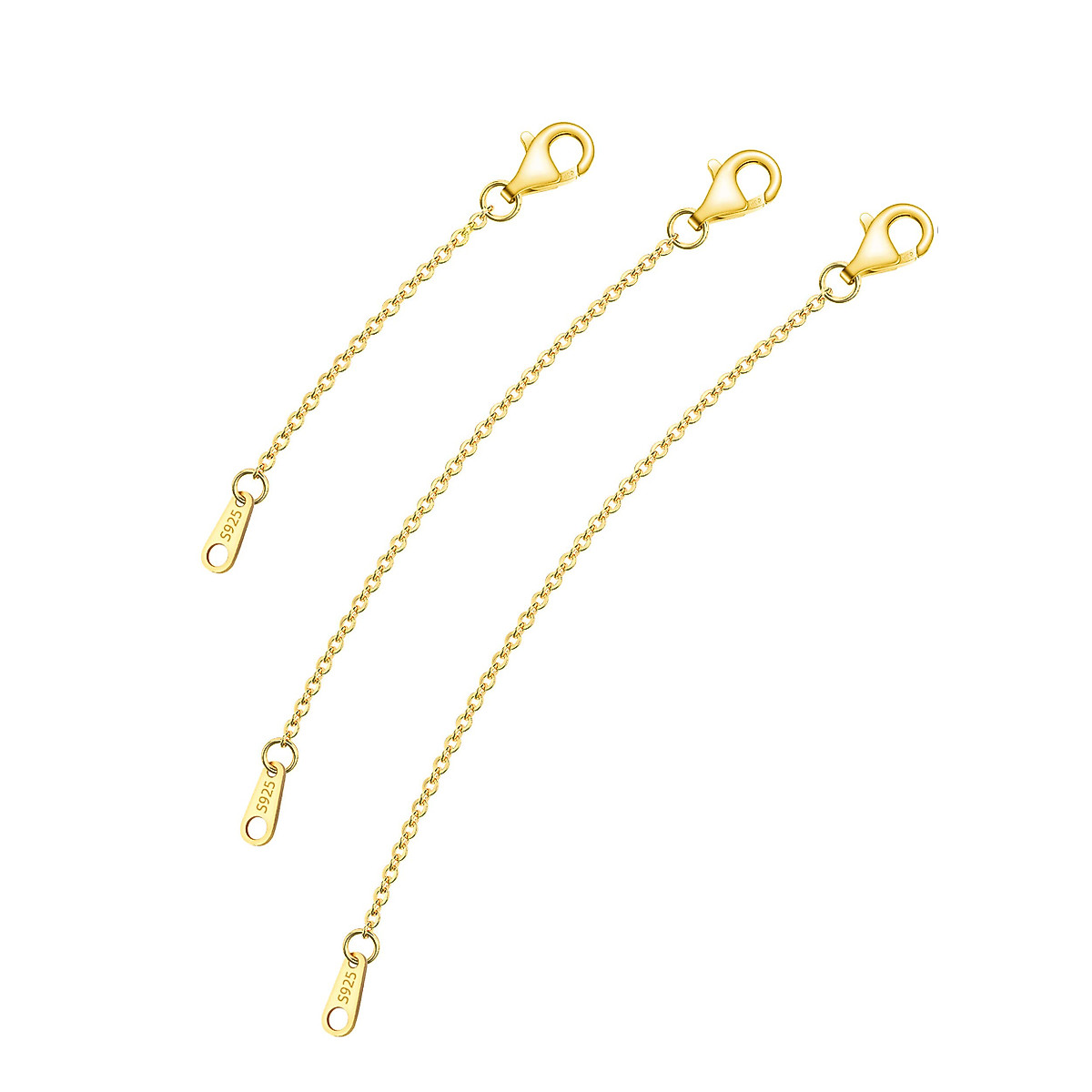 925 Sterling Silver Necklace Extender Gold Necklace Extender Gold Chain Extenders for Necklaces 2", 3", 4" Inches