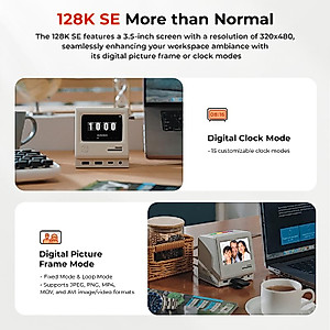 RayCue 128K SE Docking Station Triple Monitor, Digital Clock/Photo Frame,13-in-1 USBC Dock Triple 4K Display for MacBook Windows, 3 HDMI, USB C Data, Ethernet, Audio, 5 USBA Ports