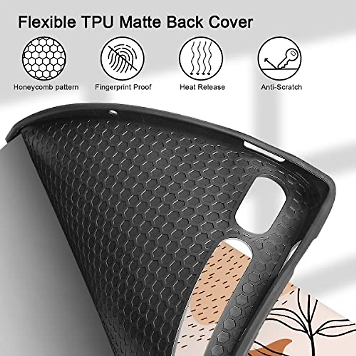 Tuiklol Case for Samsung Galaxy Tab S9 FE (5G) 10.9 inch & Tab S9 11 Inch 2023 Release Built-on S-Pen Holder, Slim Hard Shell Case Smart Trifold Stand Cover Auto Wake/Sleep, Abstract Leaves