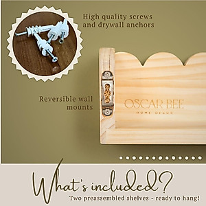 Scalloped Shelves Set of 2 - Wood Nursery Book Shelves - Preassembled Baby Bookshelf - Cloud Shelves for Nursery - Toddler Bookshelf for Nursery Bookshelf - Montessori Bookshelf Kids -Baby Book Shelf