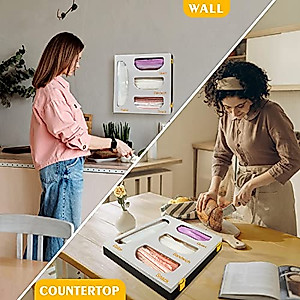 LUBORN Ziplock Bag Storage Organizer for Kitchen Drawer, Food Storage Bags Organizer, Bamboo Baggie Organizer Dispenser Suitable for Gallon, Quart, Sandwich & Snack Bags