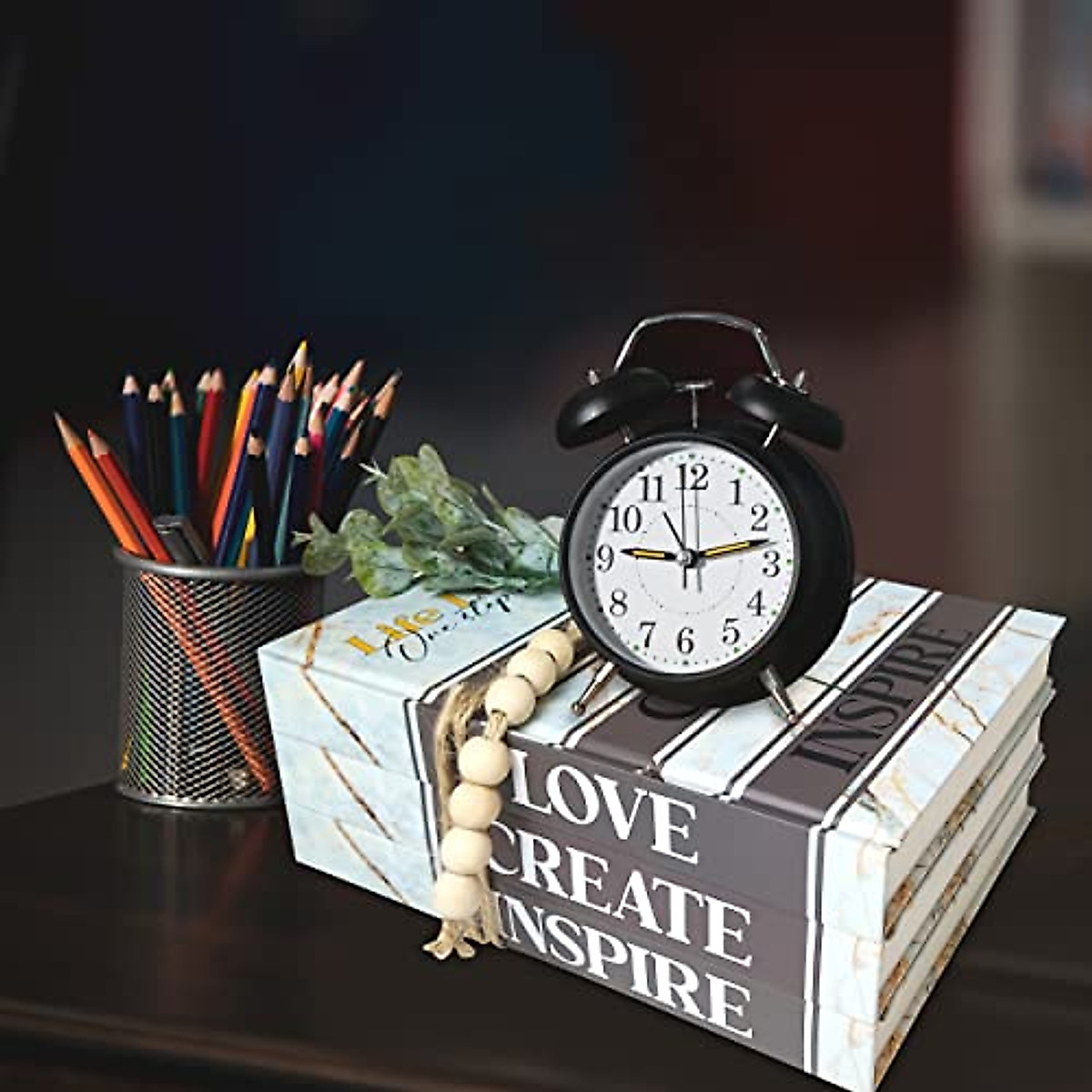 ZOKAEL Decorative Book Decor - Set Includes 3 Hard Cover Books with Love Create Inspire Quote, Decorated with Twine and Beads and A Faux Leaf. A Great Gift Idea