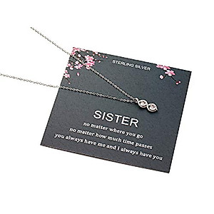 Gifts from Sister, Sterling Silver Infinite Two Interlocking Infinity Double Hearts, Birthday Jewelry Gift Necklaces for Sisters, No Matter