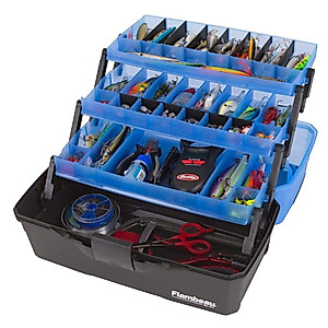 Flambeau Outdoors 6383FB 3-Tray Classic Tray Tackle Box, Portable Tackle Organizer, Frost Blue/Black