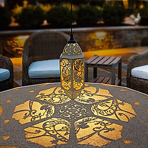 Outdoor Solar Lanterns Waterproof Hanging Garden Decor LED Metal Moon Star Fairy Solar Lanterns Fairy Solar Lights for Table,Patio,Balcony,Yard Decor,Christmas,Party,Birthday Gifts for Mom(White)