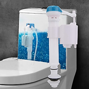 Toilet Inlet Valve, Toilet Push Button Fill Valve Dual Flush Cistern Syphon Bathroom Blue+White UK G1/2(4 points plastic pipe inlet valve)