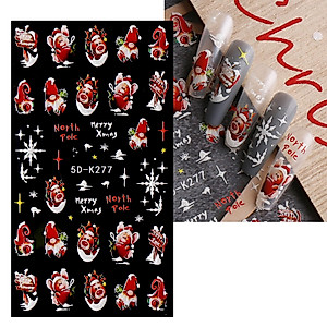 JMEOWIO 3D Embossed Christmas Nail Art Stickers Decals Self-Adhesive Pegatinas Uñas 5D Xmas White Snowflake Winter Holiday Nail Supplies Nail Art Design Decoration Accessories 4 Sheets