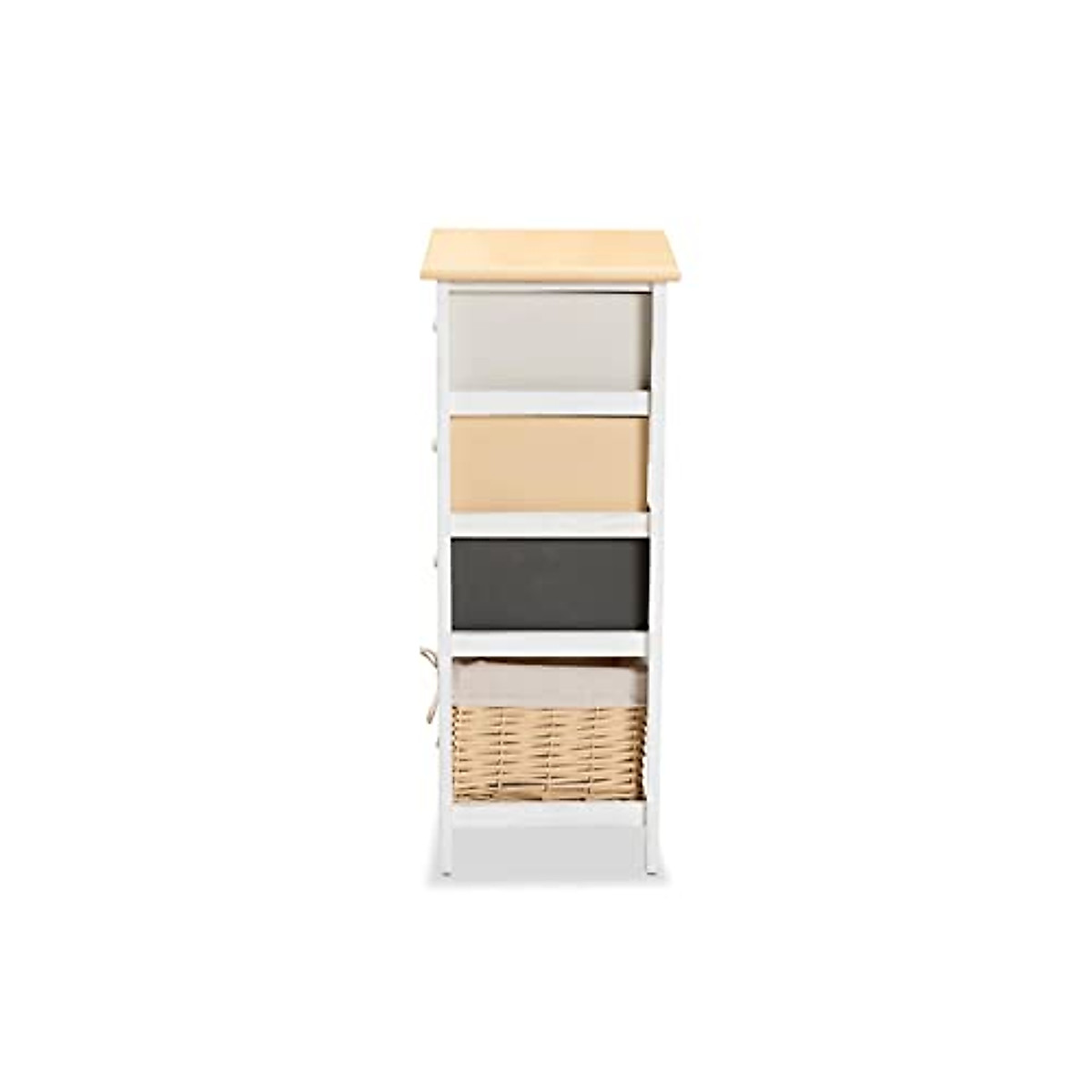 Baxton Studio Adonis Multi-Colored Wood 3-Drawer Storage Unit with Basket