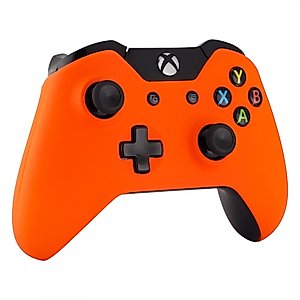 eXtremeRate Custom Design Unique Top Shell Case Front Housing Replacement Faceplate Kits for Xbox One Remote Controller Cover (Soft Touch Orange)