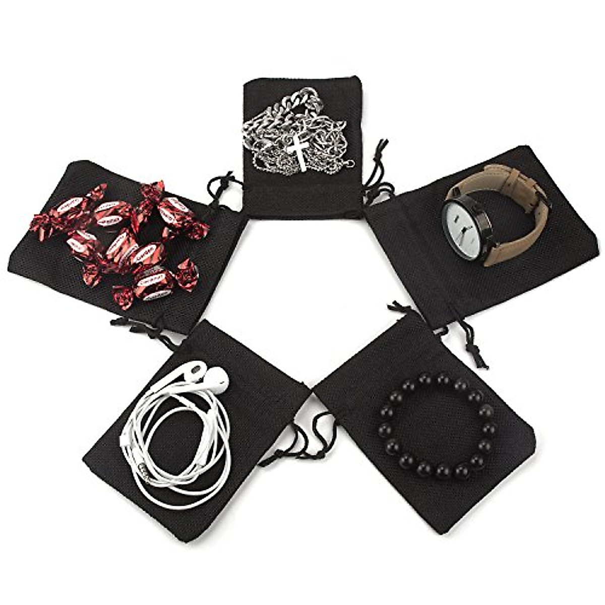 ADVcer Burlap Drawstring Bags Set, 5.5 x 4 and 4.8 x 3.5, Sacks 20 for Small Favor, Gift, Treat, Goodie, Party, Jewelry, Little Sachet, Coffee Bean, Mini Decor, Craft, Candy, Tea Storage (Black)