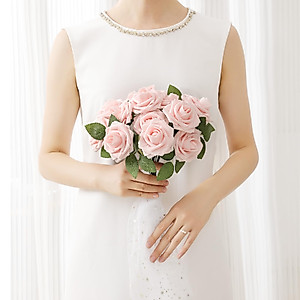 DerBlue 60pcs Artificial Roses Flowers Real Looking Fake Roses Artificial Foam Roses Decoration DIY for Wedding,Arrangements Party Home Decorations