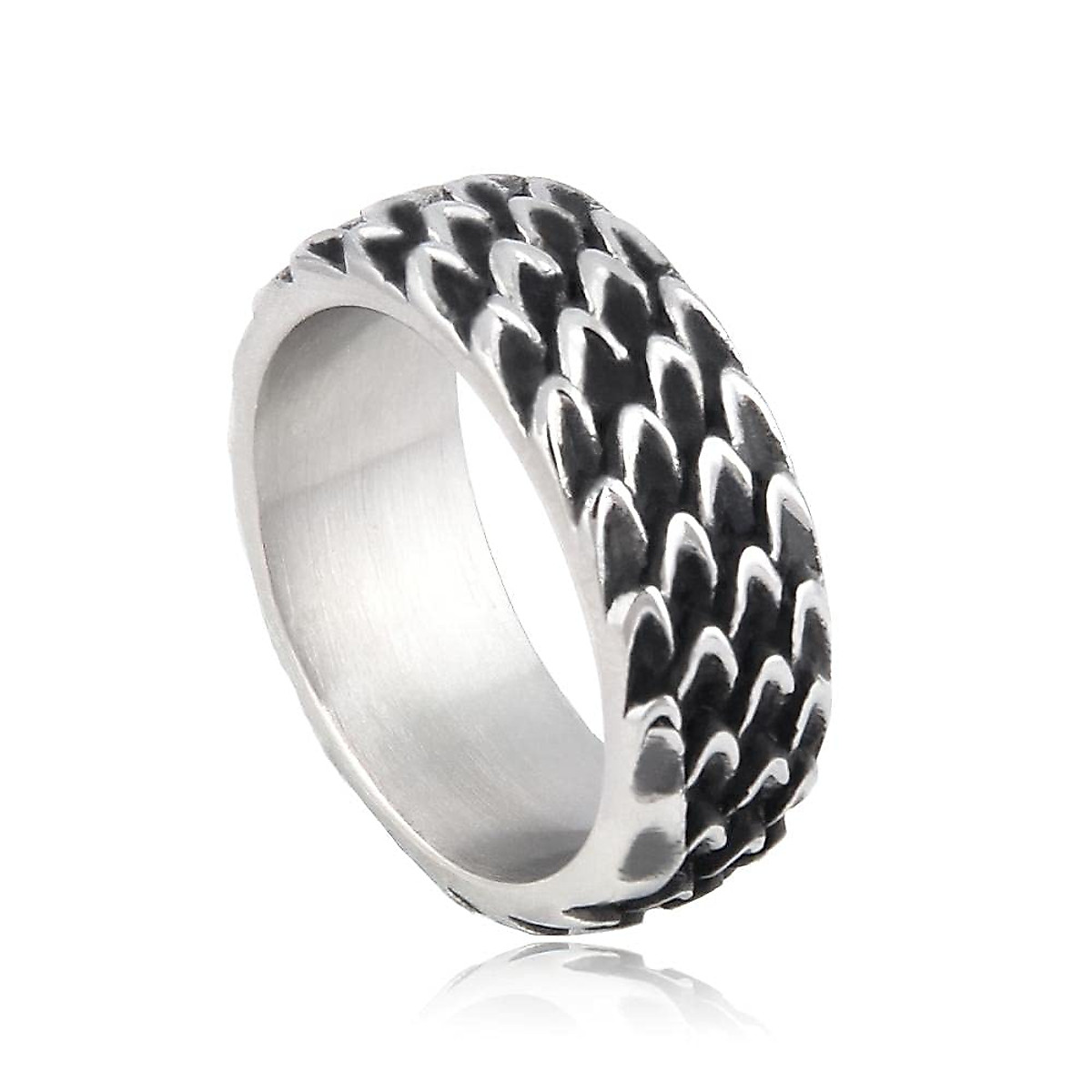 BAVIPOWER Viking Dragon Scales Ring Masculinity Unique Norse Mytholothy Stainless Steel Jewelry Powerful Amulet For Men Women