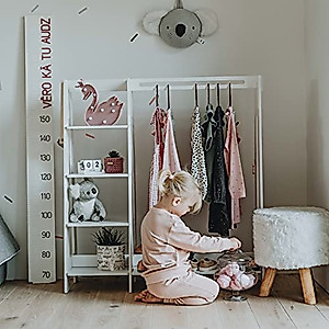 Sweet Home from wood Children’s Wardrobe - Wooden Clothes Rack with Hanging Rail & Display Shelf for Children - DIY Dressing Furniture, Open Closet for Kids, Easy to Assemble (White)