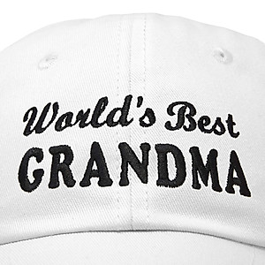 DALIX Worlds Best Grandma Hat Gift Embroidered Cotton Cap in White