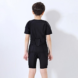 Valcatch Kids Youth Padded Compression Shirt Protective Shirt Hip Pad Shorts Rib Chest Protector for Football Baseball
