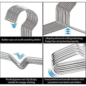 Decohomeforu 10 Pack Stainless Steel 15.75 Inches Clothes Hangers Coat Hangers, Strong Heavy Duty Stainless Steel Hangers, Ultra Thin Space Saving Clothes Hangers, Durable Slim Sleek Silver Hangers