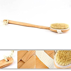 INGVY Dry Brushing Body Brush Natural Long Wood Wooden Body Brush Massager Bath Shower Back Spa Scrubber Natural Wood Bath Body Brush Cleaning Tool
