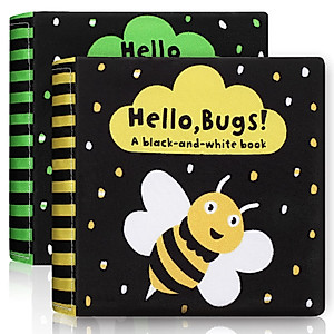 Toyvian 2 Pcs Baby Soft Cloth Book, Black and White High Contrast Baby Activity Crinkle Books Early Educational Learning Toys for 0 3 6 9 12 Months Newborn Infants Babies Boys and Girls