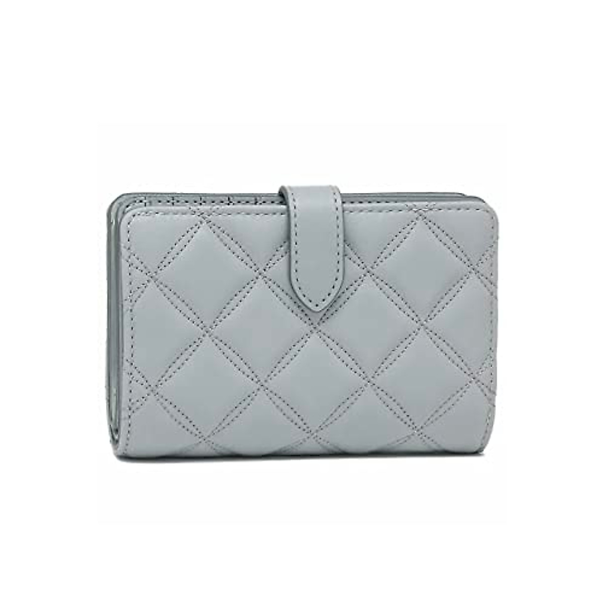 Kate Spade Natalia Quilted Leather Medium Compact Bifold Wallet in Brushed Steel