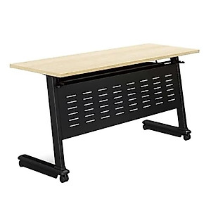 Folding Conference Table, Flip Top Mobile Training Table with Modesty,Storage Layer and Lockable Wheels,Wood Tabletop, Metal Frame (Color : A, Size : 120 * 40 * 75cm)