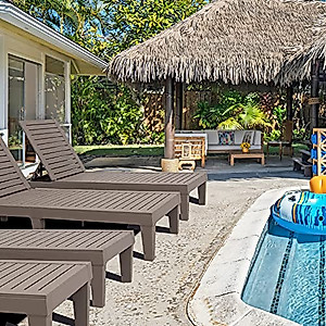 DIMAR GARDEN Outdoor Lounge Chair,Pool Chaise Lounge Waterproof Sunloungers,Taupe