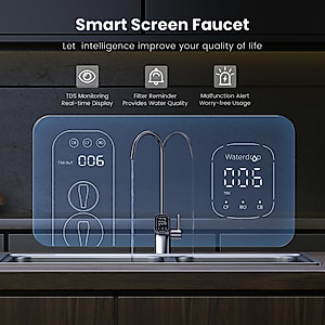 Waterdrop Reverse Osmosis System G3P600, NSF/ANSI 58 & 372 Certified, Tankless Under Sink RO System, RO Water Filter System, TDS Reduction, 600 GPD, Smart LED Faucet