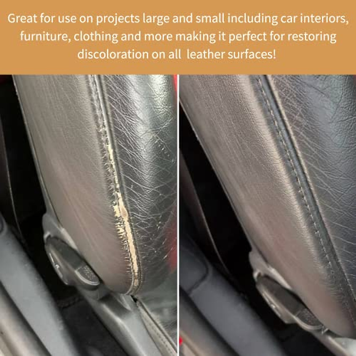 Furniture Clinic Leather Repair Paint & Dye | 2-in-1 Seal and Color | Use on Faded, Worn, and Scratched Car Seats, Clothing | Quick and Easy Leather Restorer for Furniture (Midnight Black, 50ml/1.6oz)