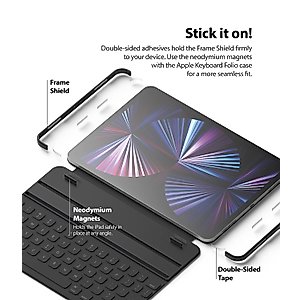 Ringke Frame Shield Designed for iPad Pro 11 2021 Keyboard Case (11-inch, 3rd Generation) - Matte Black