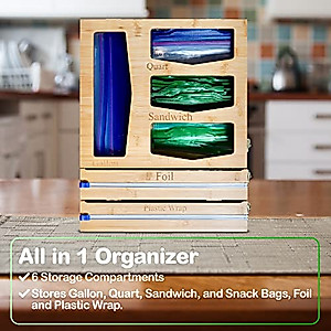 Ziplock Bag Storage Organizer with Foil and Plastic Wrap Organizer, Baggie Organizer Suitable for Gallon, Quart, Sandwich, Snack Bag, Aluminum Foil & Plastic Wrap