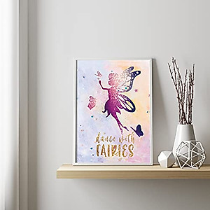 MTL HOE Unicorn Rainbow Fairy Mermaid Girls Room Bedroom Wall Decor Art Prints, Inspirational Kids Children’s Posters, Birthday Party, Bedroom, Bathroom, Playroom (set of 4, 8’’ x 10’’, Unframed)