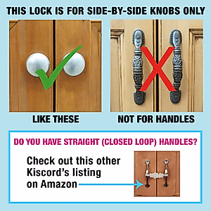 Kiscords Baby Safety Cabinet Locks for Knobs Child Safety Cabinet Latches for Home Safety Strap for Baby Proofing Cabinets Kitchen Door RV No Drill No Screw No Adhesive (White)