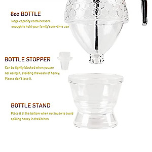 DESIOLE Acrylic Honey Dispenser with Stand, Great Syrup Jar with High Capacity, Beautiful Honey Pot