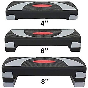 HomGarden 31" Adjustable Workout Aerobic Stepper in Fitness & Exercise Step Platform Trainer Stepper w/Risers Adjust 4" - 6" - 8"