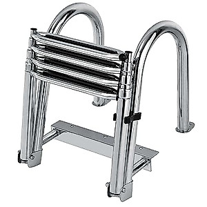 MNHW4 Step Stainless Steel Folding Telescoping Swim Deck Ladder Pontoon Boat Ladder MagnifiQ Ladder Telescoping Ladder Pool ladders for Above Ground Pools Above Ground Pool Ladder Pool Ladder