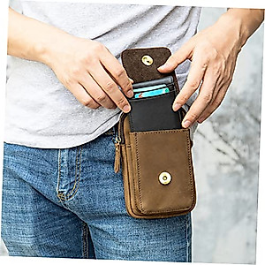 CUBTOL 2pcs Fanny Pack Pocket Holster Multitool Holster Loincloth for Men Duty Belt Accessories Tool Pouch Belt Pouch Wear a Belt Men's Toolbox Pu Light Brown Waist Pack for Men