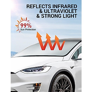 BASENOR Tesla Model X Windshield Sunshade Folding Sun Visor Protector Sun Shade Cover with a Storage Bag Fit Model X 2021-2024