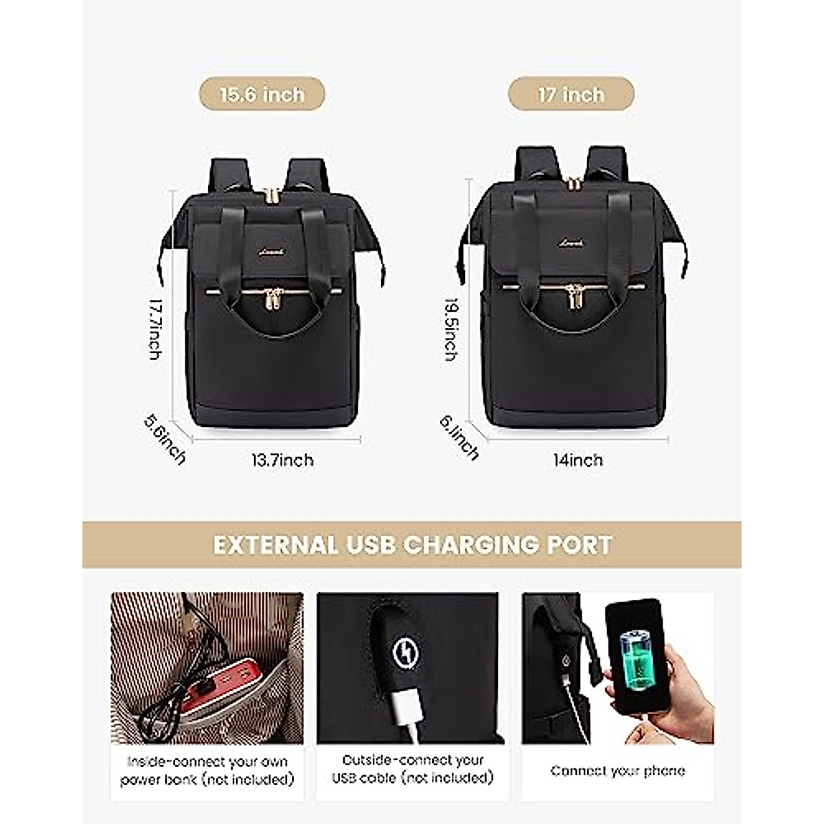 LOVEVOOK Laptop Backpack for Women Men, 15.6 Inch Work Backpacks Purse with USB Port, Waterproof Nurse Teacher Bag, Wide Open Business Travel Computer Backpack, Convertible College Tote Daypack
