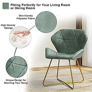 NIOIIKIT Upholstered Dining Chairs, Tufted Dining Chairs with Golden Metal X-Shaped Base, Small Accent Chairs, Living Room Chair for Small Spaces, Corners, Living Room, Dining Room (Sage)