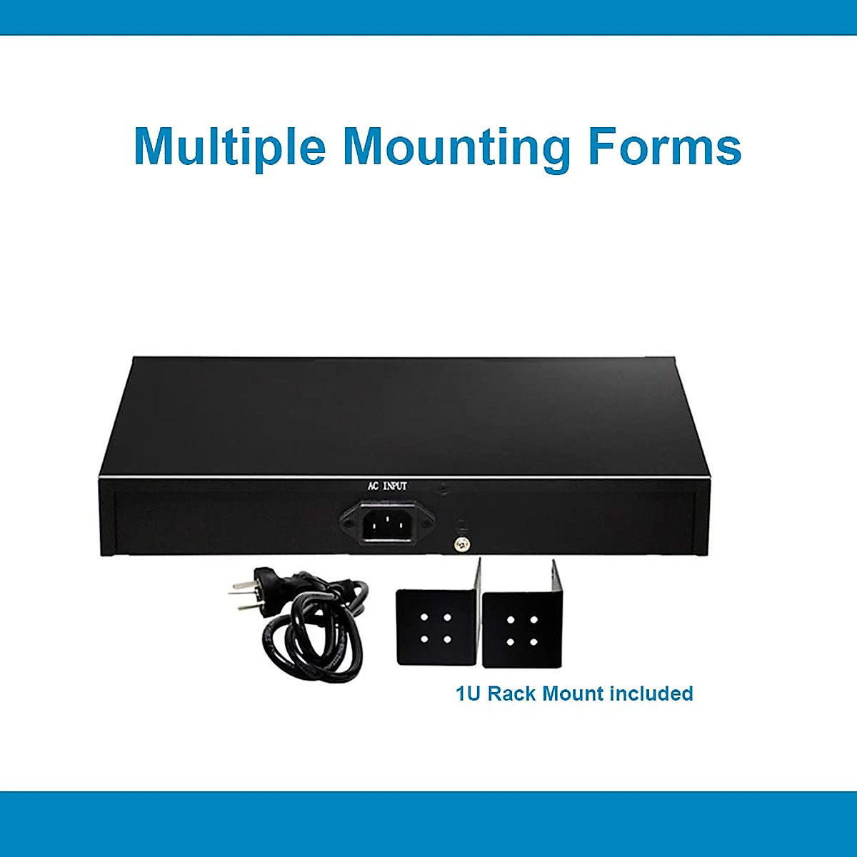 Real HD 16 Port PoE Switch, High Power 300W, 16 PoE+ 100Mbps Ports with 2 Gigabit Uplink Ethernet Ports, Unmanaged Plug and Play, Each Port Up to 30W, 803.af/at Compliant, Rack Mount