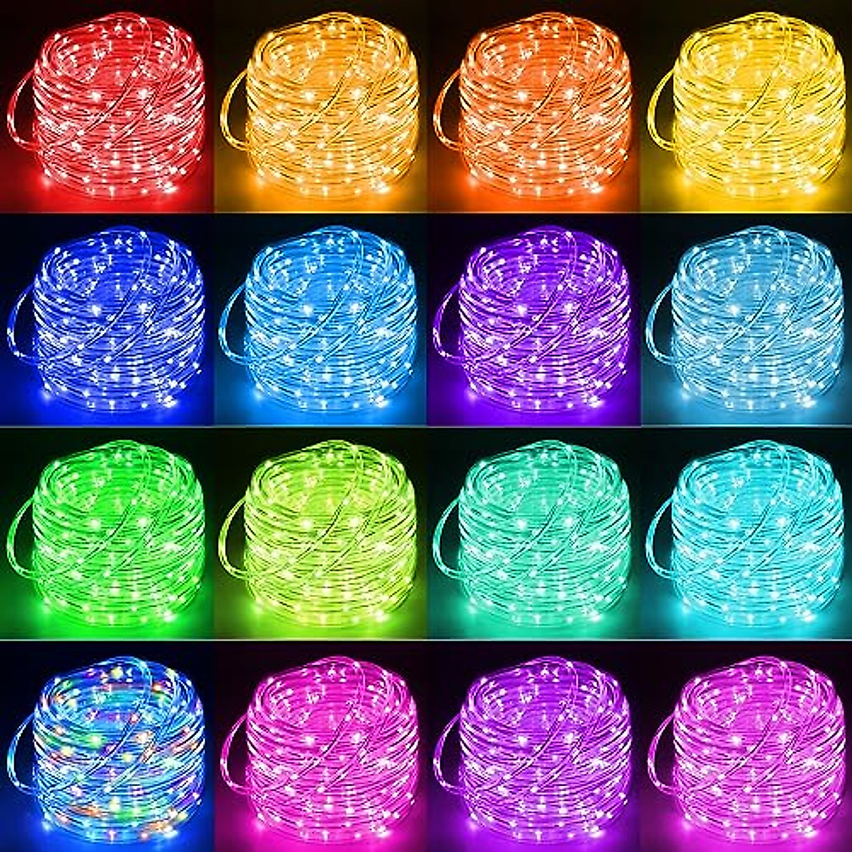 Ollny Rope Lights Outdoor Color Changing, 33FT 100 LED Waterproof Christmas Lights with Remote, 16 Colors Fairy Rope Light for Indoor Bedroom Party Garden Wedding Holiday Decorations