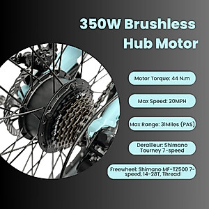 QUALISPORTS Volador Folding Electric Bike Lightweight 36V Removable LG Battery 350W Brushless Motor 7 Speed 20MPH Foldable Bicycle 20" Compact Portable Ebike UL 2849 Certified