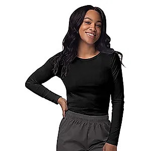 Sivvan Scrubs for Women - Long Sleeve Comfort Underscrub Tee - S8500 - Black - XS