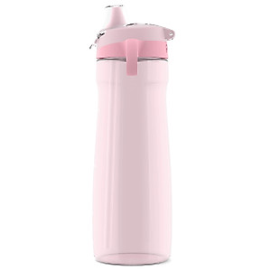 Pogo BPA-Free Tritan Plastic Water Bottle with Soft Straw, 32 Oz, Pink Satin